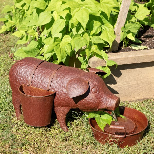 Pig Fountain with Side Planters – E.T. Tobey Company